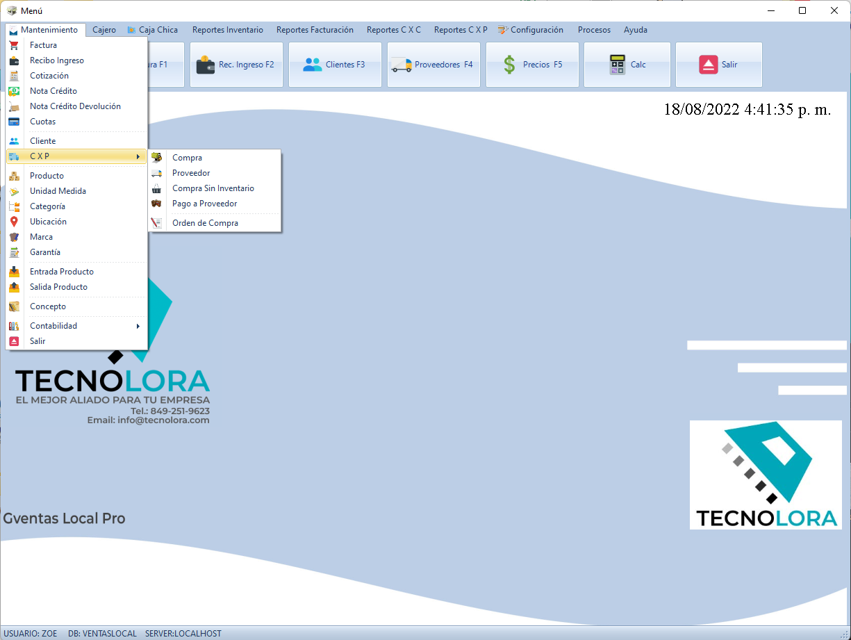 Sistema de Facturación - TECNOLORA